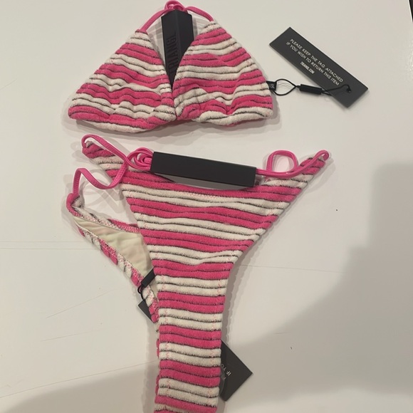 triangl swimwear | Swim | Triangl Swimwear Pink And White Striped ...